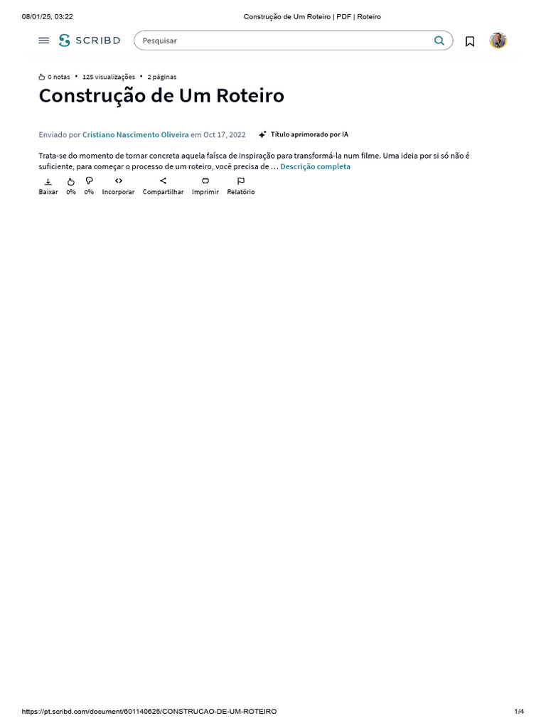 Construção de Um Roteiro - PDF - Roteiro | PDF | Roteiro | Narrativa