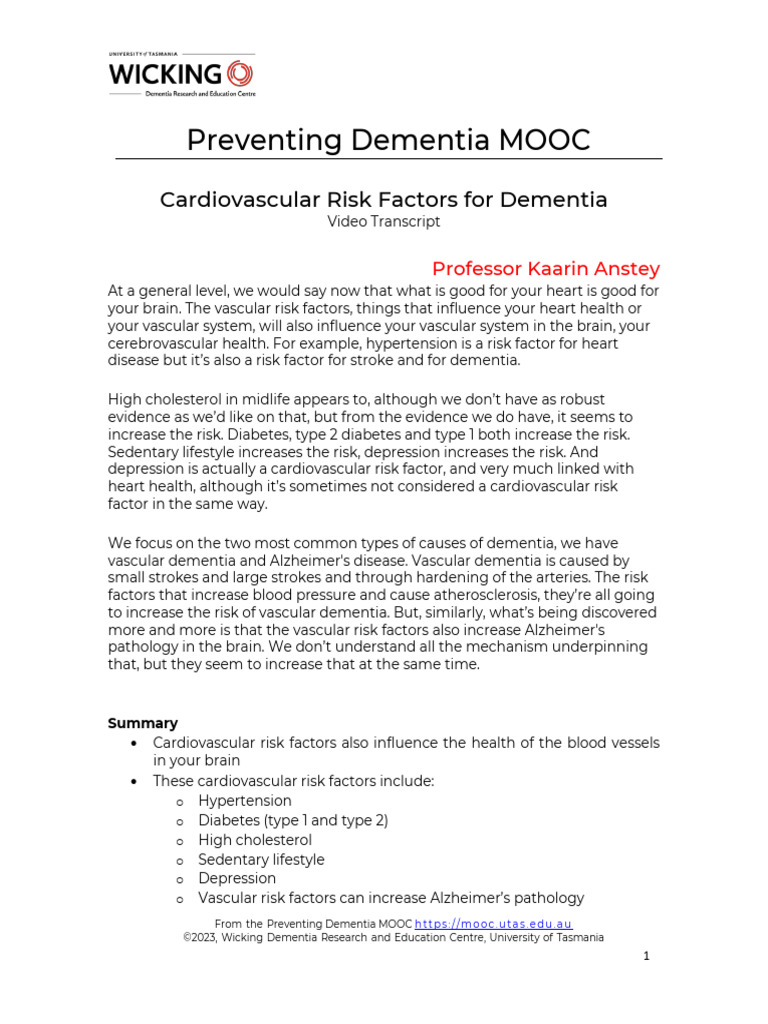 Cardiovascular Risk Factors Transcript | PDF
