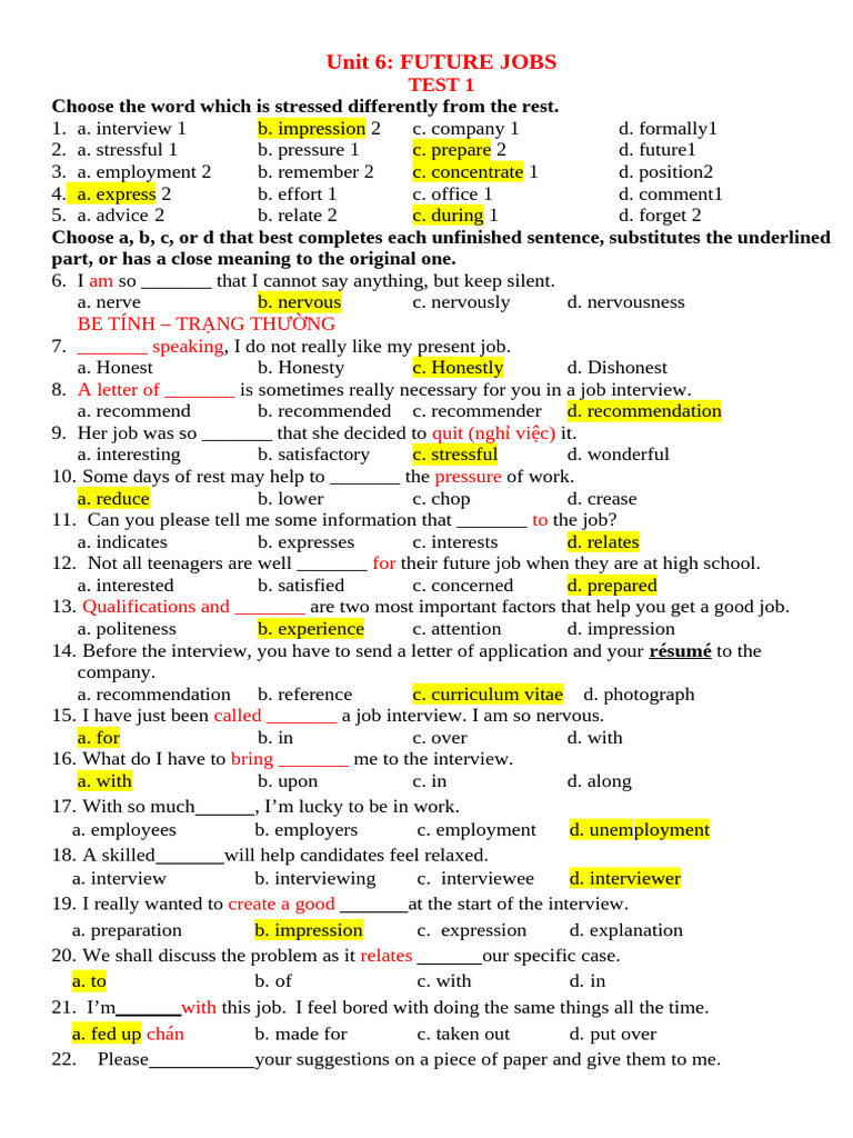 English 12 Bt Unit 6 Pdf Job Interview Communication