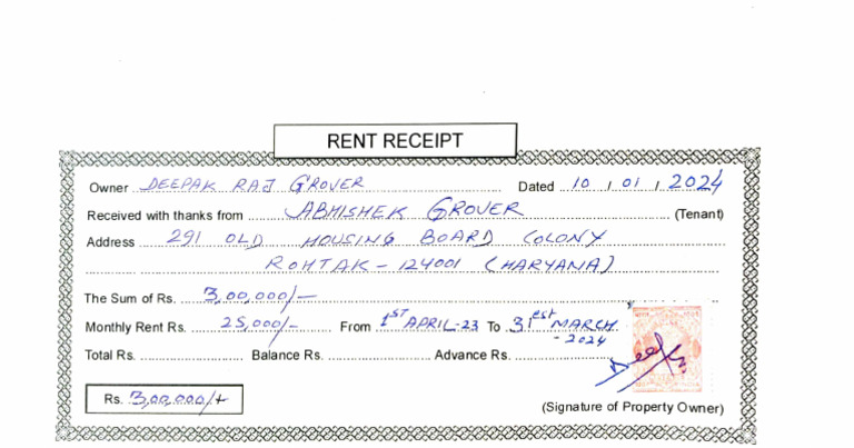 How to Fill a Rent Receipt Book | PDF