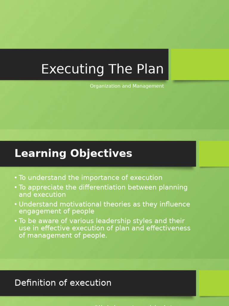 Executing the Plan | PDF | Motivation | Motivational
