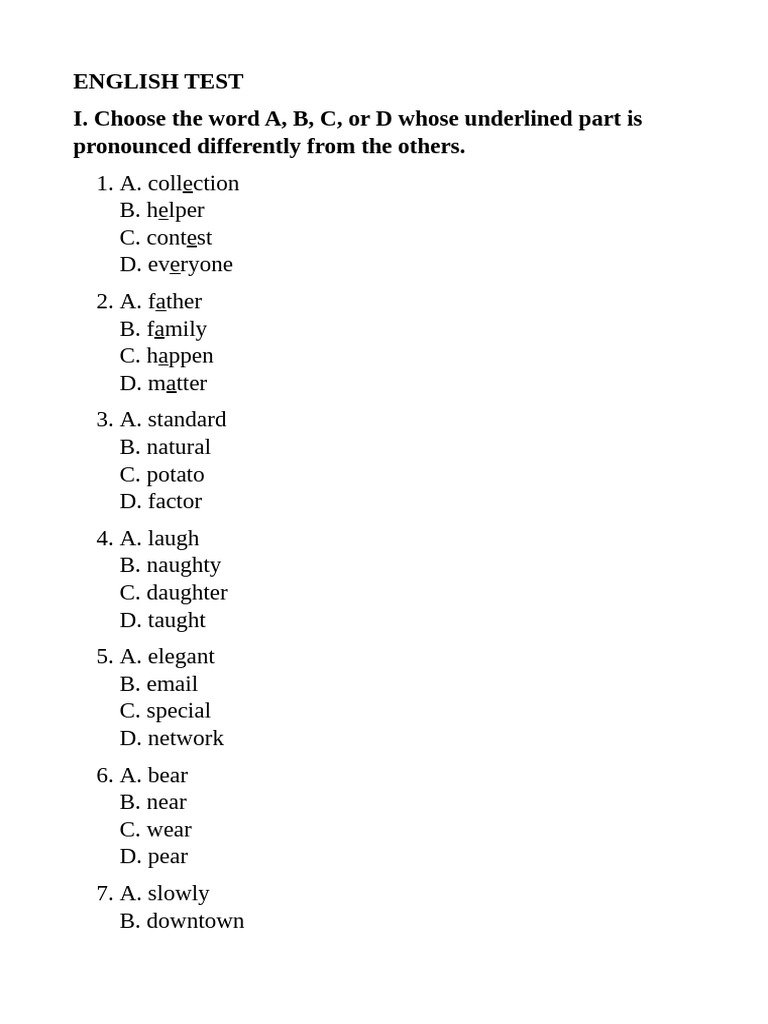English Test Grade 9 | PDF