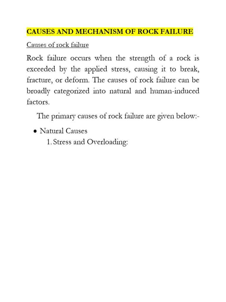 Causes and Mechanism of Rock Failure | PDF | Fracture | Deformation ...