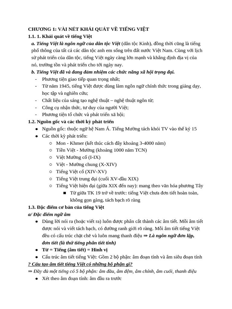 (Tvth) Đề Cương Ôn Tập Cuối Kỳ | PDF