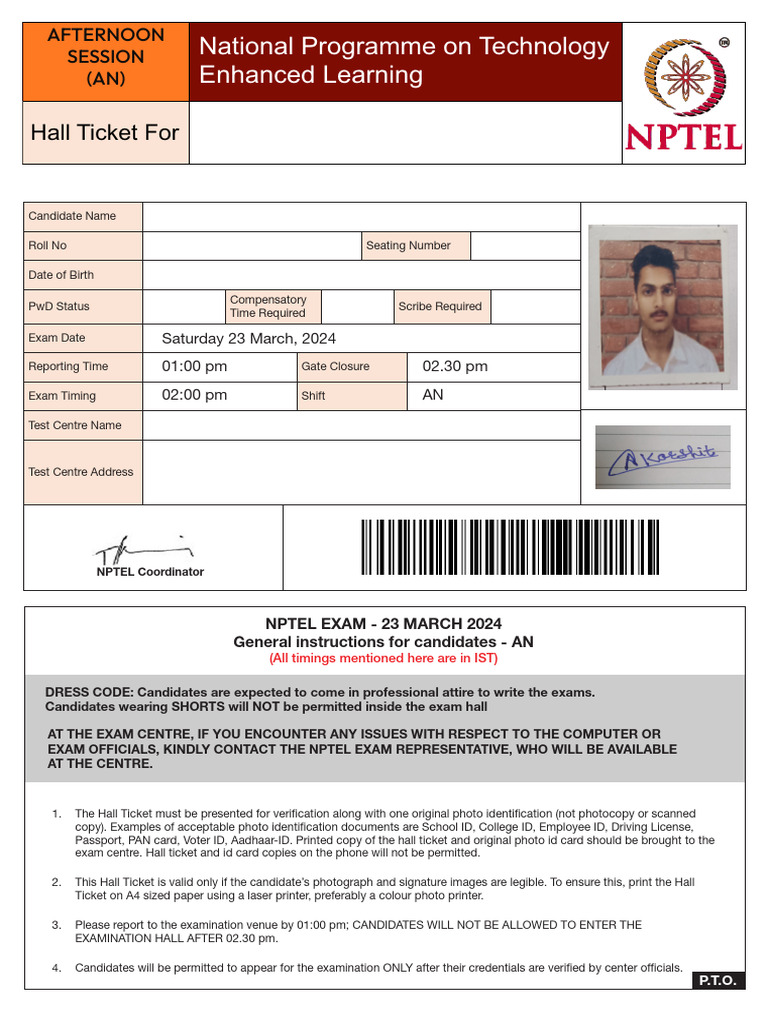 Hall ticket 2024 | PDF | Identity Document