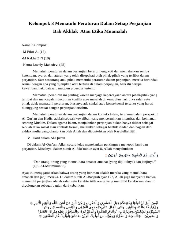 Etika Mematuhi Perjanjian dalam Islam | PDF