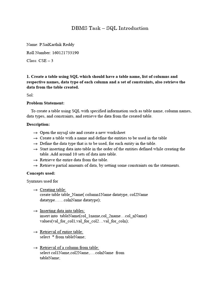 SQL_introdoc | PDF | Table (Database) | Data Model