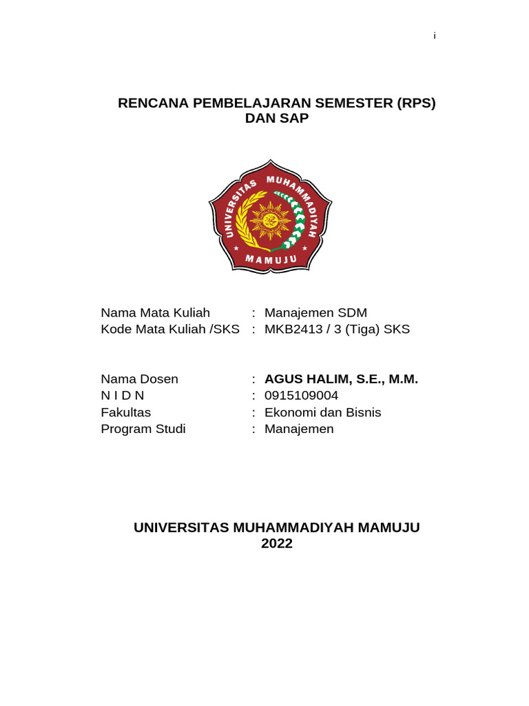 Rps MK Manajemen SDM | PDF