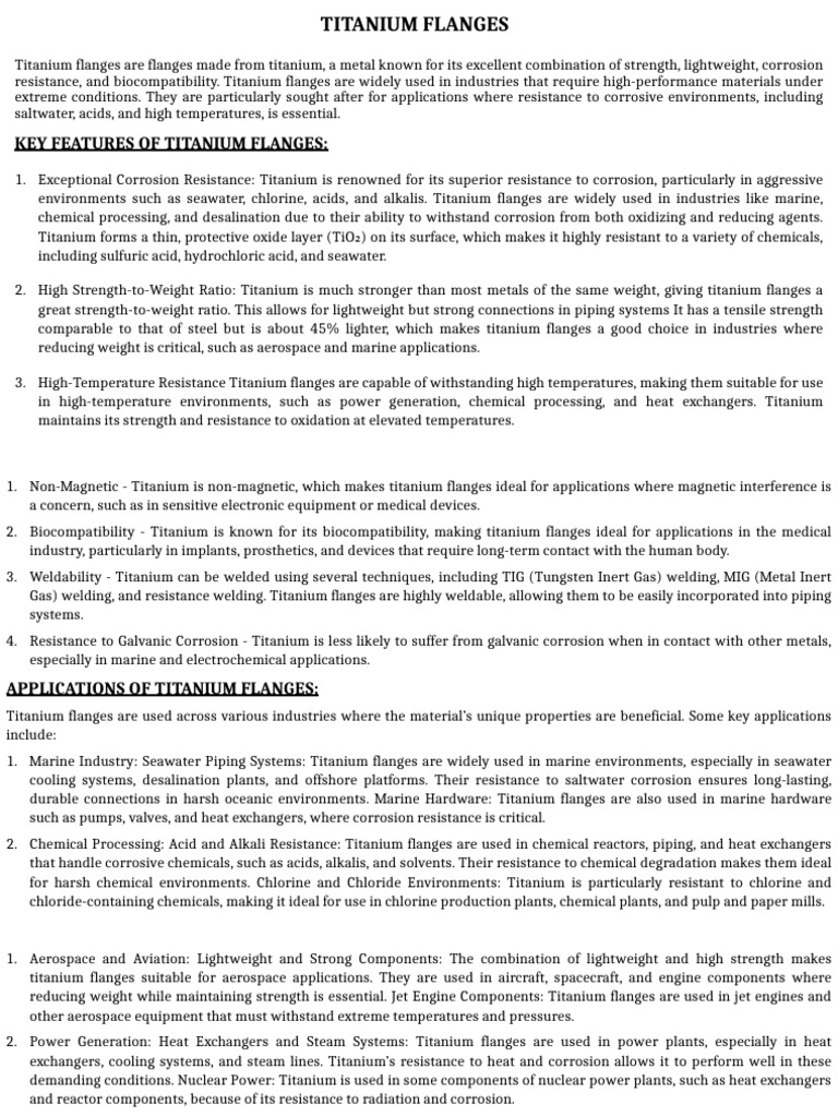 Titanium Flanges | PDF | Titanium | Corrosion