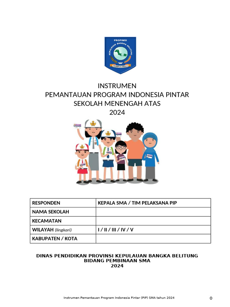 Instrumen Pemantauan PIP SMA 2024-Sekolah | PDF