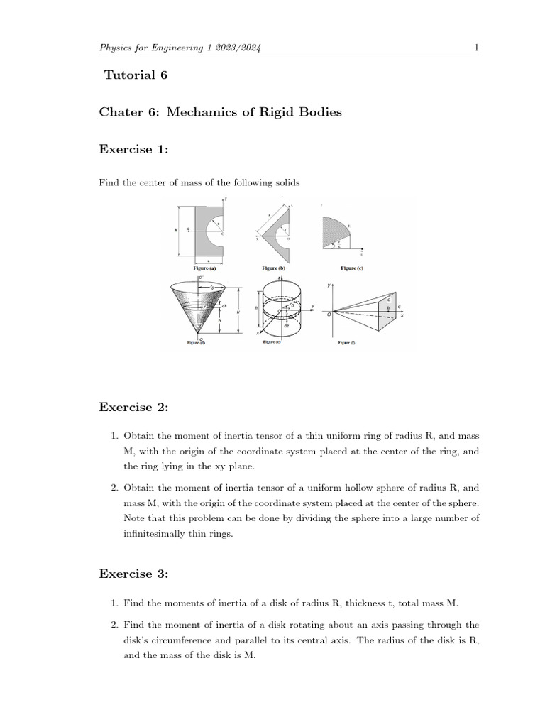 TUTORIALS6 Physics For Engineering 1 042254 | PDF