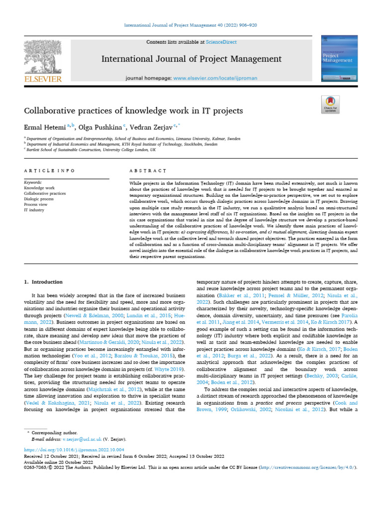 Collaborative Knowledge Work in IT | PDF | Knowledge | Expert