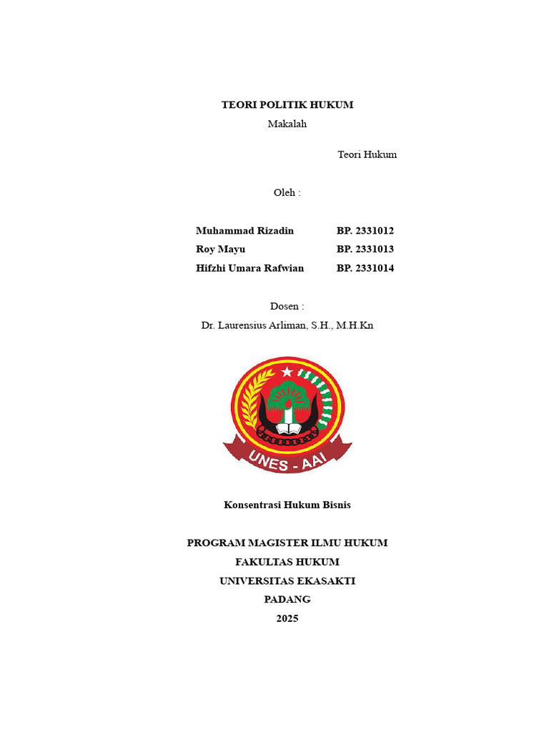 Teori Politik Hukum dan Kebijakan Negara | PDF