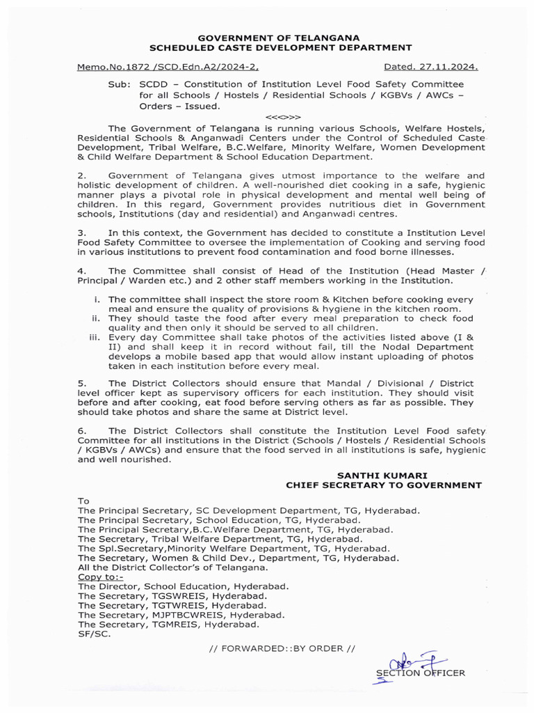 Institution Food Safety Committee 271124 | PDF