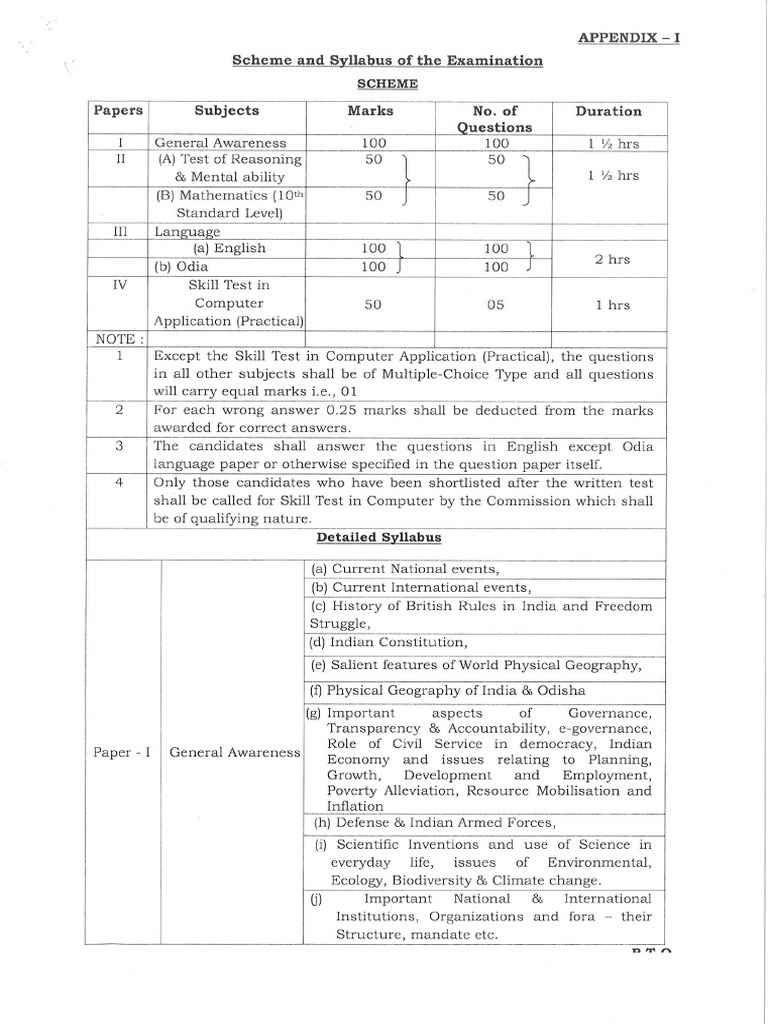 OPSC ASO Test Pattern Topics | PDF