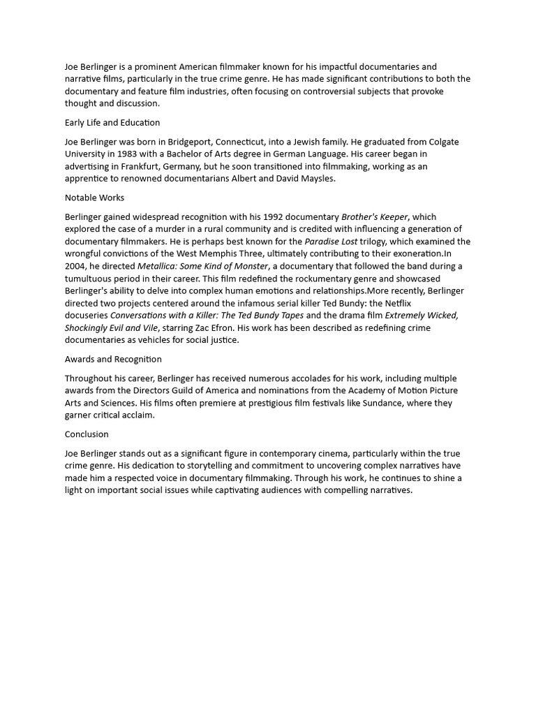 Joe berlinger | PDF