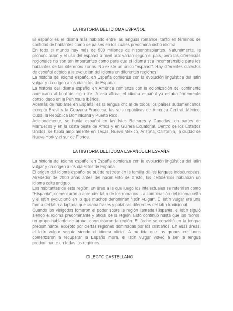 La Historia Del Idioma Español | PDF | Lengua española | latín