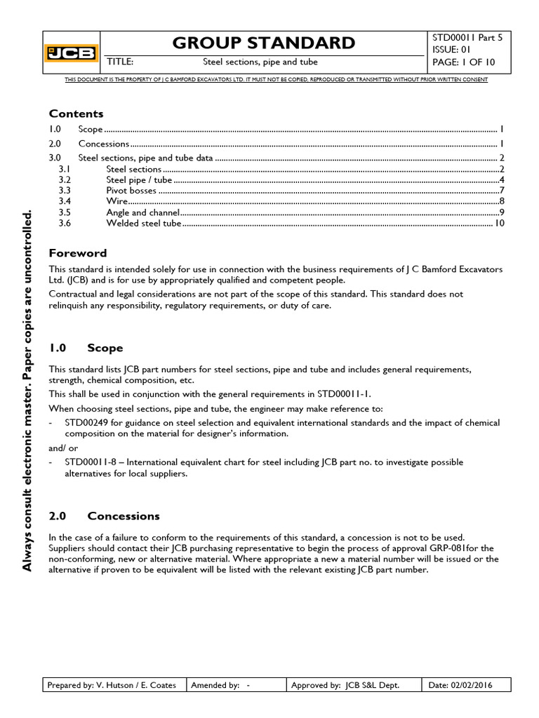 JCB Steel Standards Guide | PDF | Pipe (Fluid Conveyance) | Mechanical ...