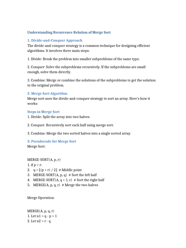 Merge_Sort_Explanation | PDF | Computational Science | Computer Science
