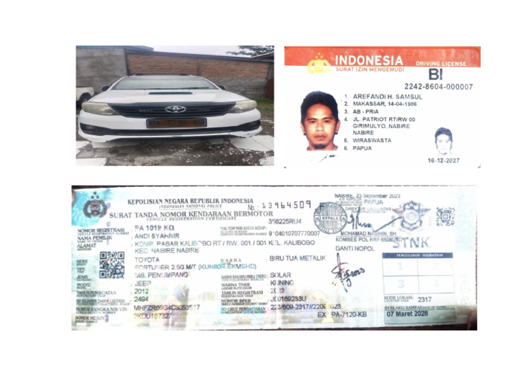 Sim STNK Mobil Nabire 1 | PDF