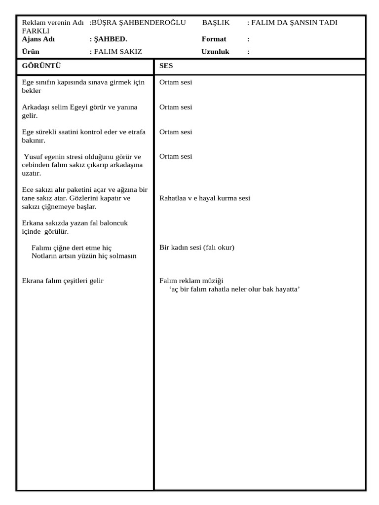 Omo Reklam Senaryosu | PDF