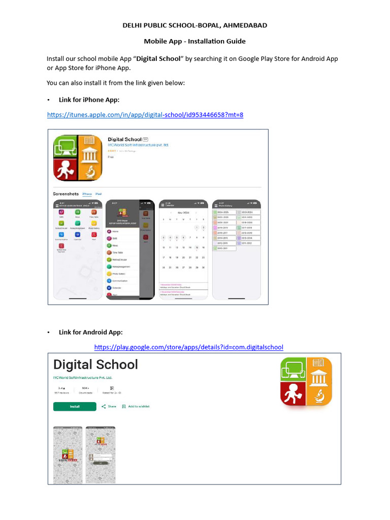 DPS Bopal Mobile App Login Guide | PDF