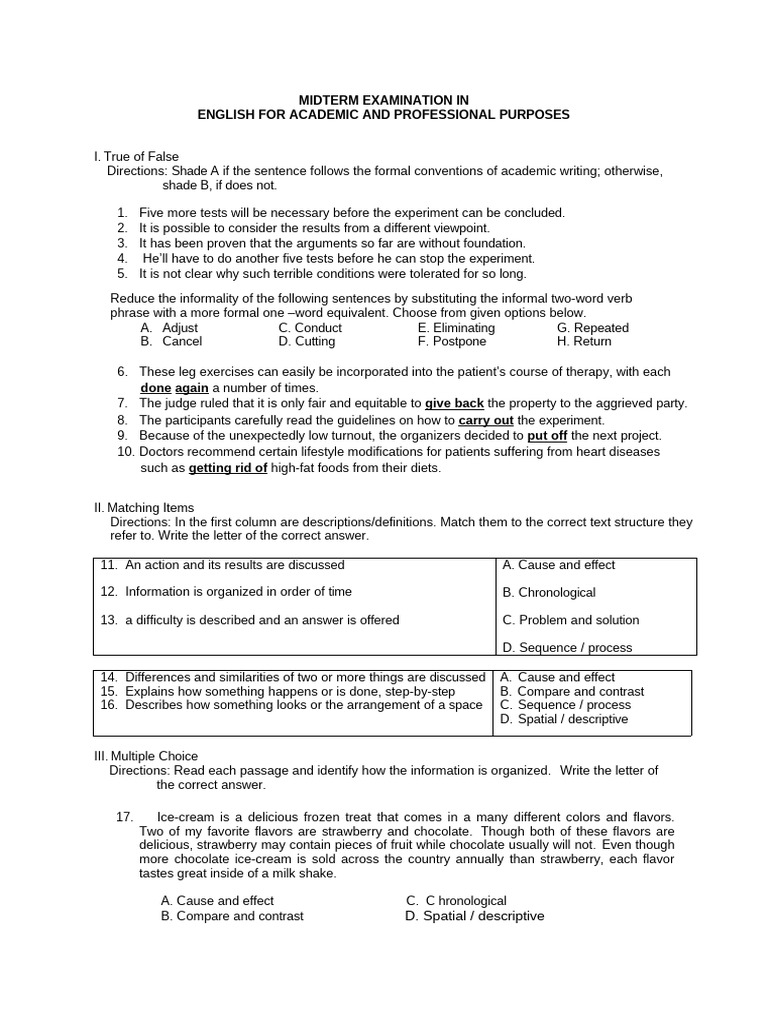 Midterm Exam: Academic Writing Skills | PDF | Ice Cream