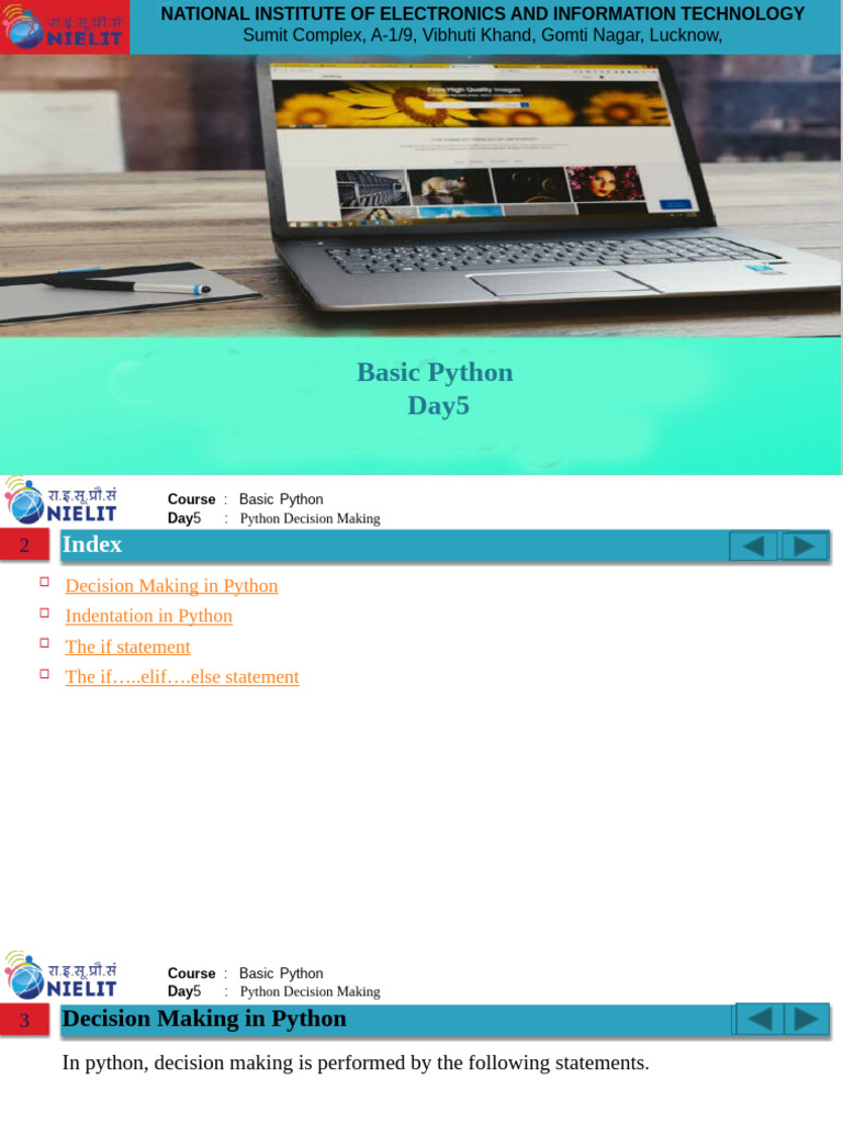 Day5 PythonDecesion Making | PDF | Python (Programming Language) | Software