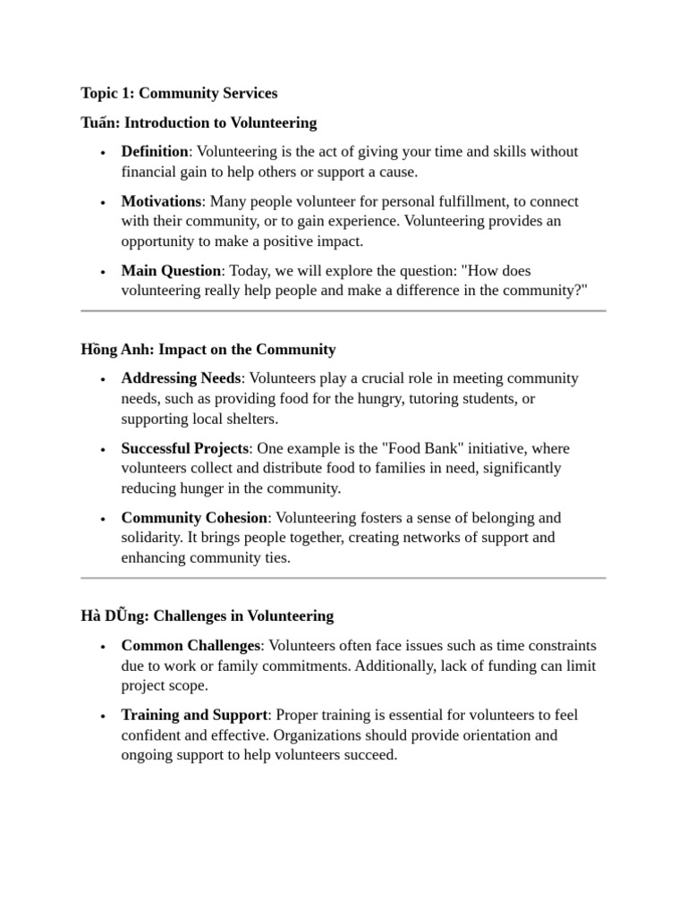 Topic 1 | PDF | Volunteering | Surgery