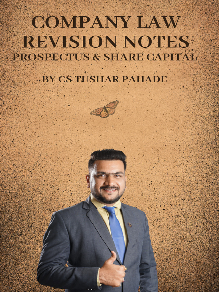 Co. Law Revision Notes Prospectus & Share Capital by CS Tushar Pahade ...