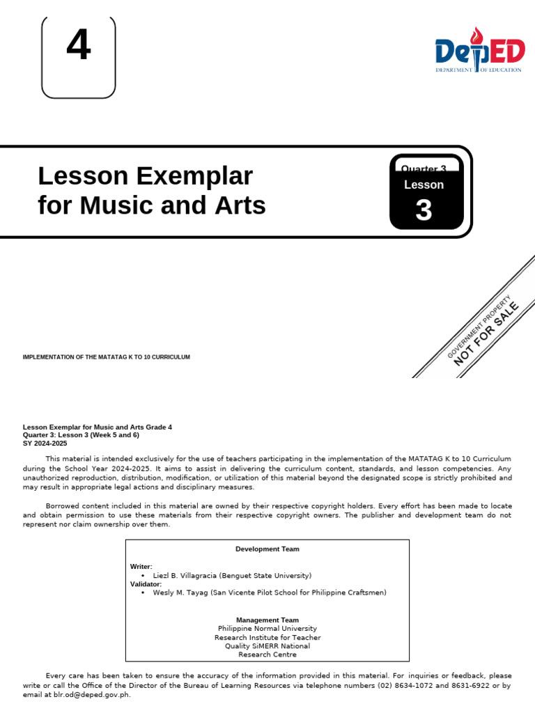 Q3 - LE - Music and Arts 4 - Week - 3 | PDF | Teachers | Learning