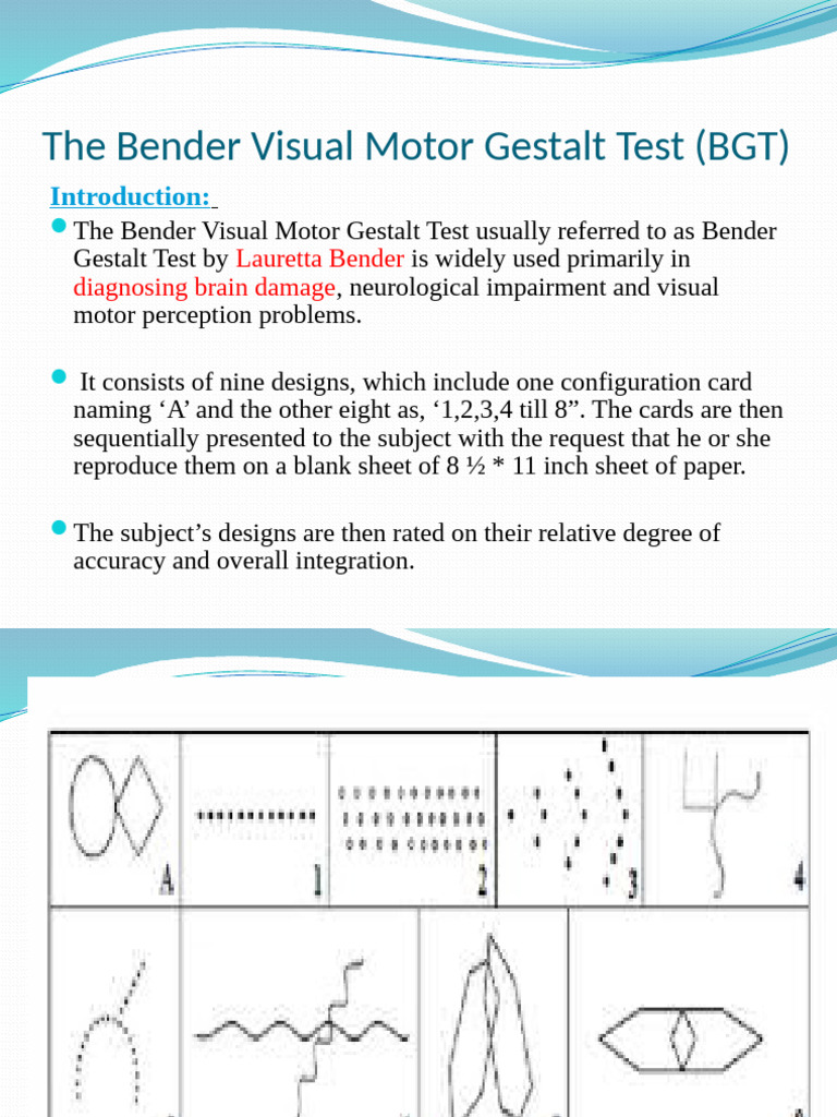 The Bender Visual Motor Gestalt Test BGT | PDF | Neuroscience | Cognition