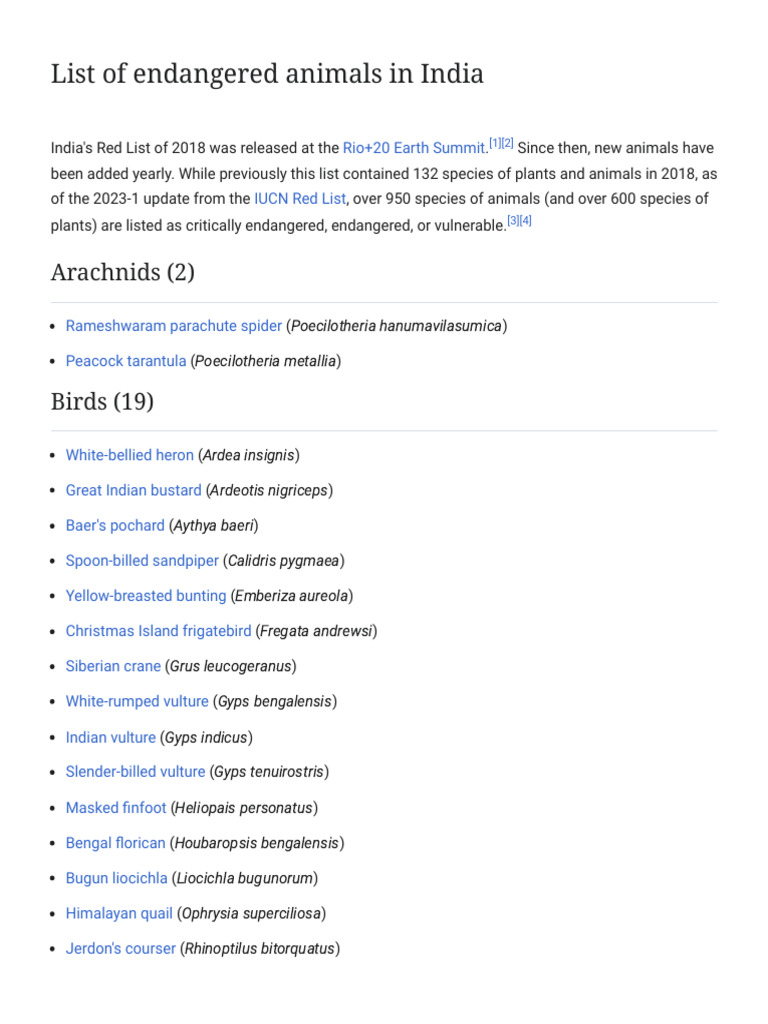 List of endangered animals in India - Wikipedia | PDF