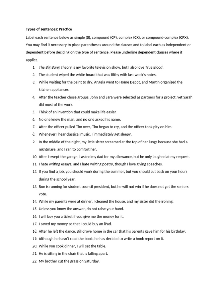 Sentence Structure (1) | PDF