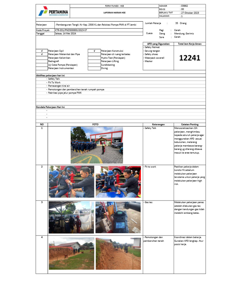 Laporan HSE Proyek Konstruksi | PDF