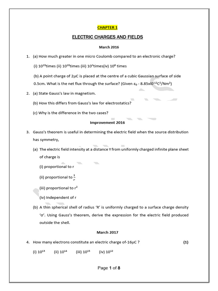 2 Physics Chapter 1 | PDF | Electric Field | Electrostatics