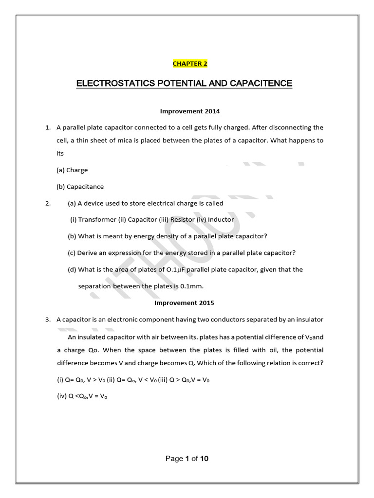 2 Physics Chapter 2 | PDF | Capacitor | Quantity