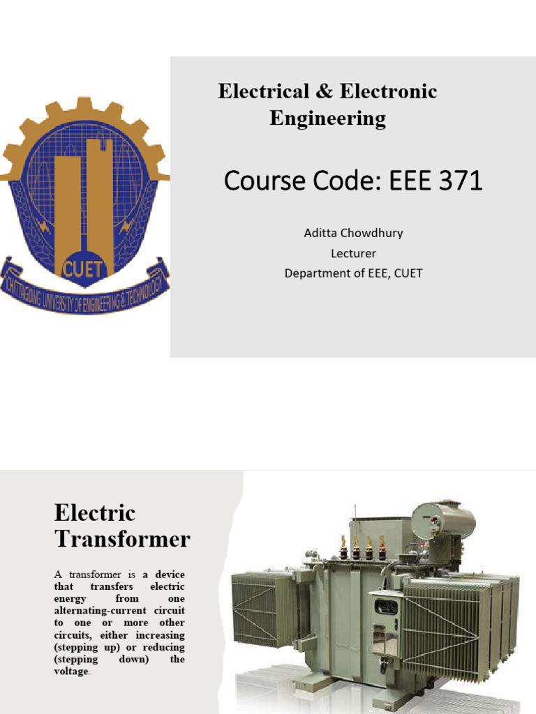 Transformer Lecture 1 Pdf Transformer Electromagnetic Induction