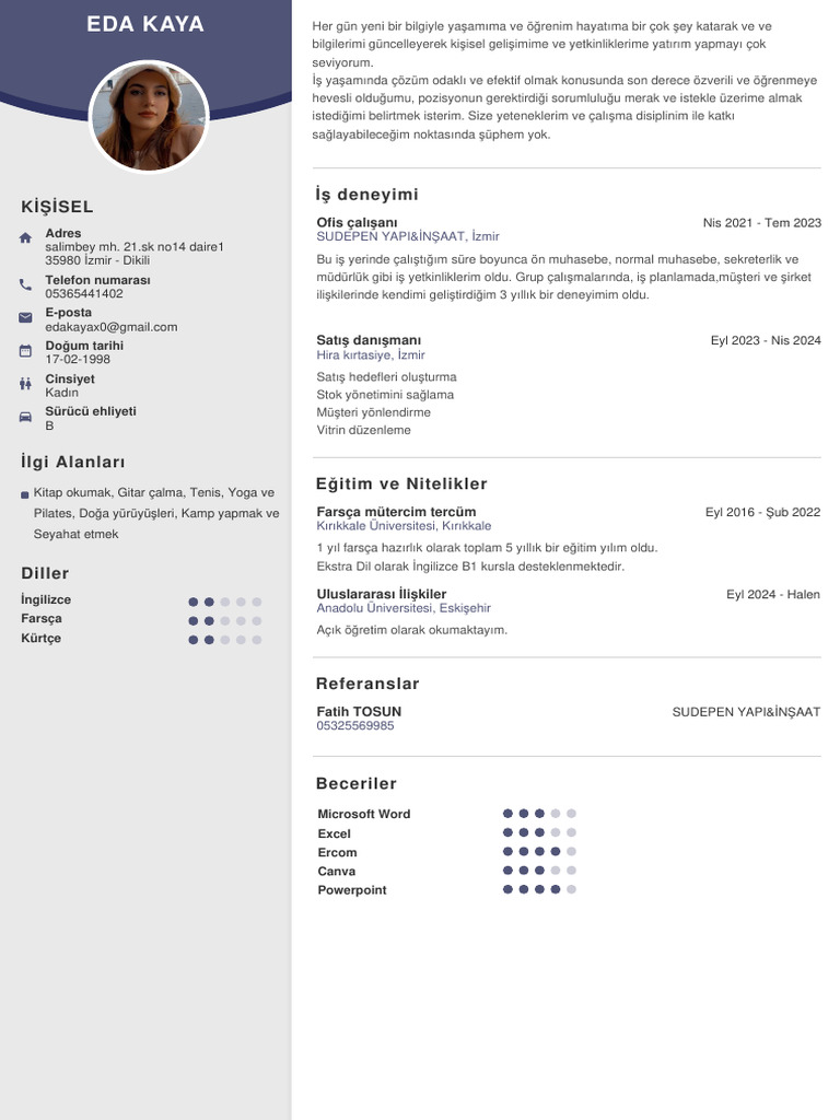 CV Eda KAYA #1 | PDF