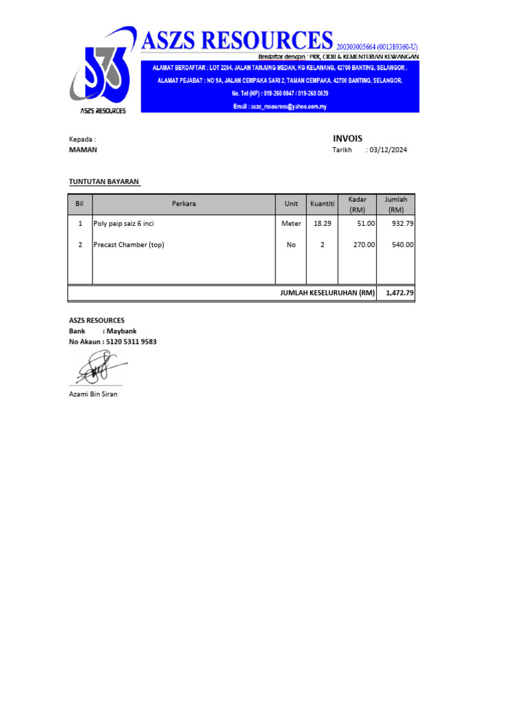 Contoh Invois | PDF