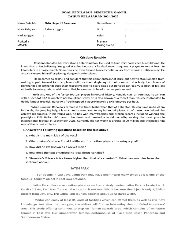 Soal Ujian Semesrer - Kurikulum Merdeka Ugi | PDF | Blender | Tea