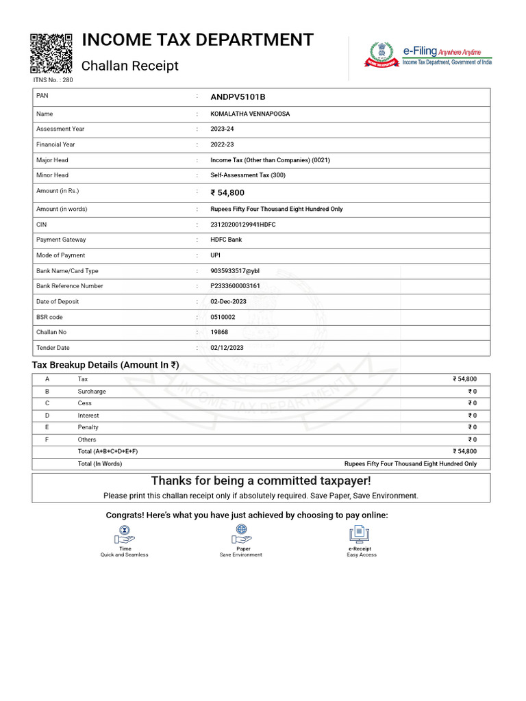Tax Payment Challan | PDF | Payments | Taxes