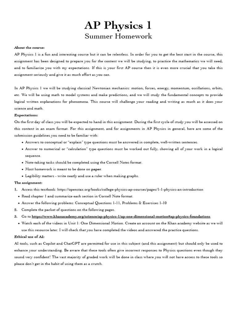 AP Physics 1 - G10&G11&G12 - 2024 Summer HW | PDF | Trigonometry | Trigonometric Functions
