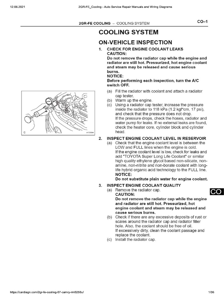 Camry 2GR-FE Cooling (CO) | PDF