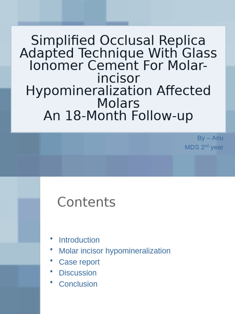 Simplified Occlusal Replica Adapted Technique MIH | PDF | Tooth Enamel | Human Tooth