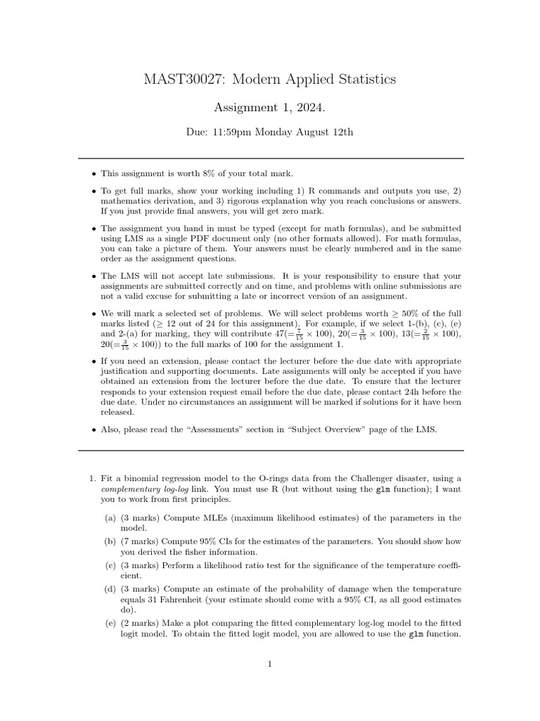 2024_Assignment1 | PDF | Logistic Regression | Mathematical And Quantitative Methods (Economics)