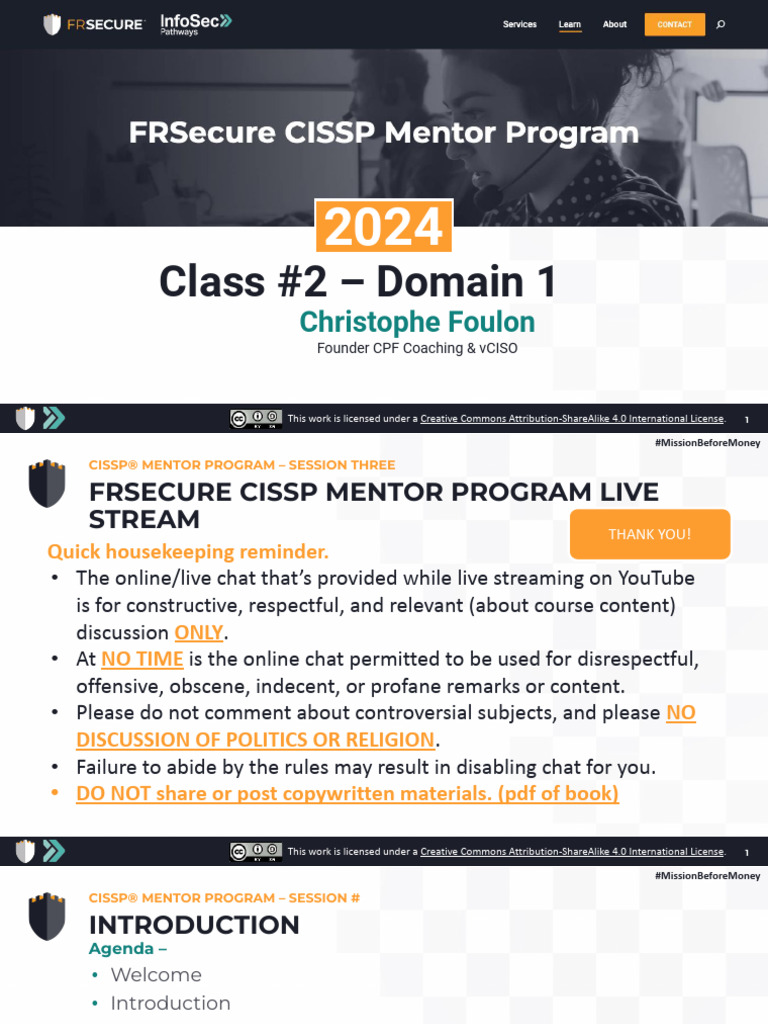 Session 2 - 2024 FRSecure CISSP Mentor Program | PDF | Disaster ...