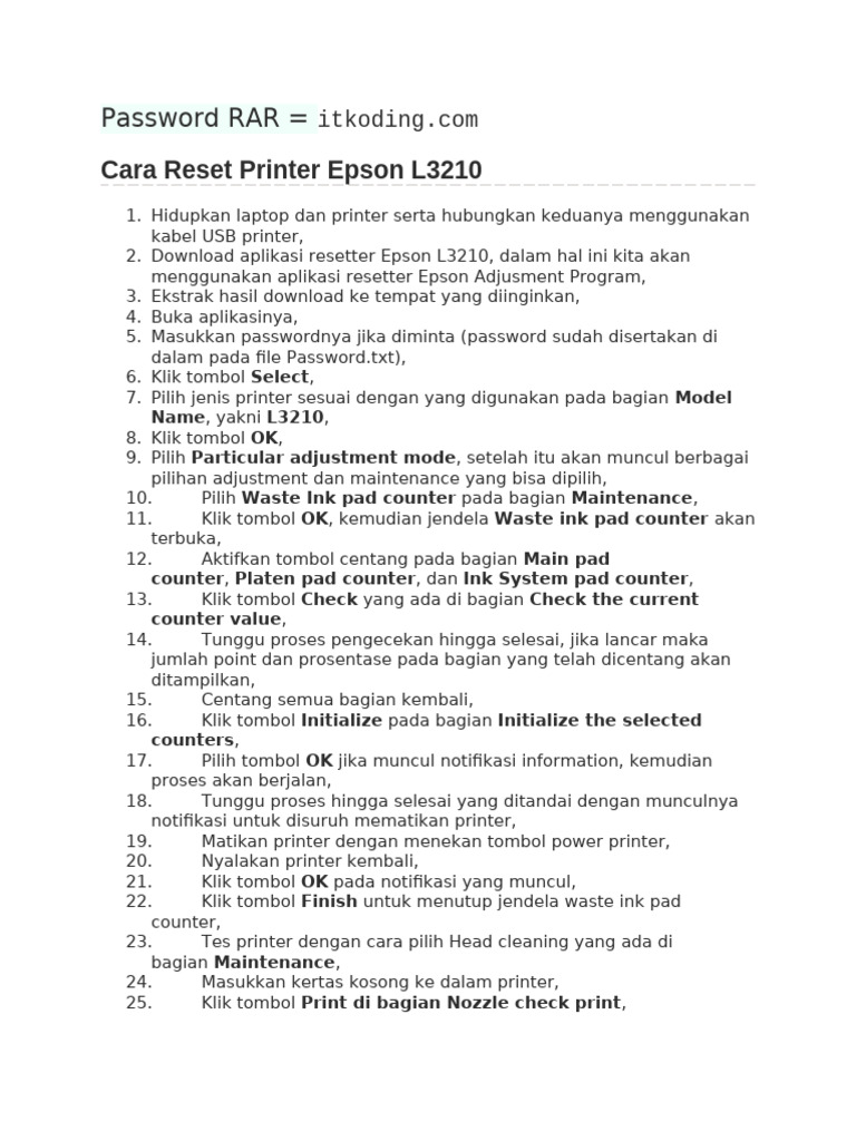 Cara Reset Printer Epson L3210 Pdf 2931