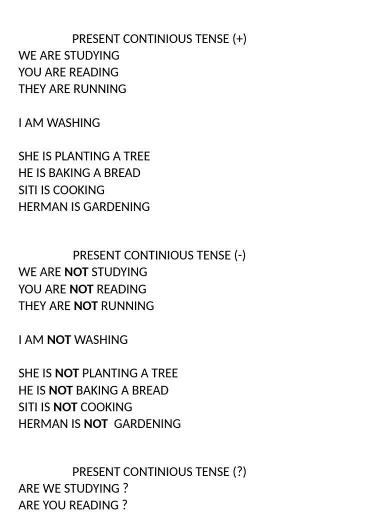 Present Continous Tense | PDF