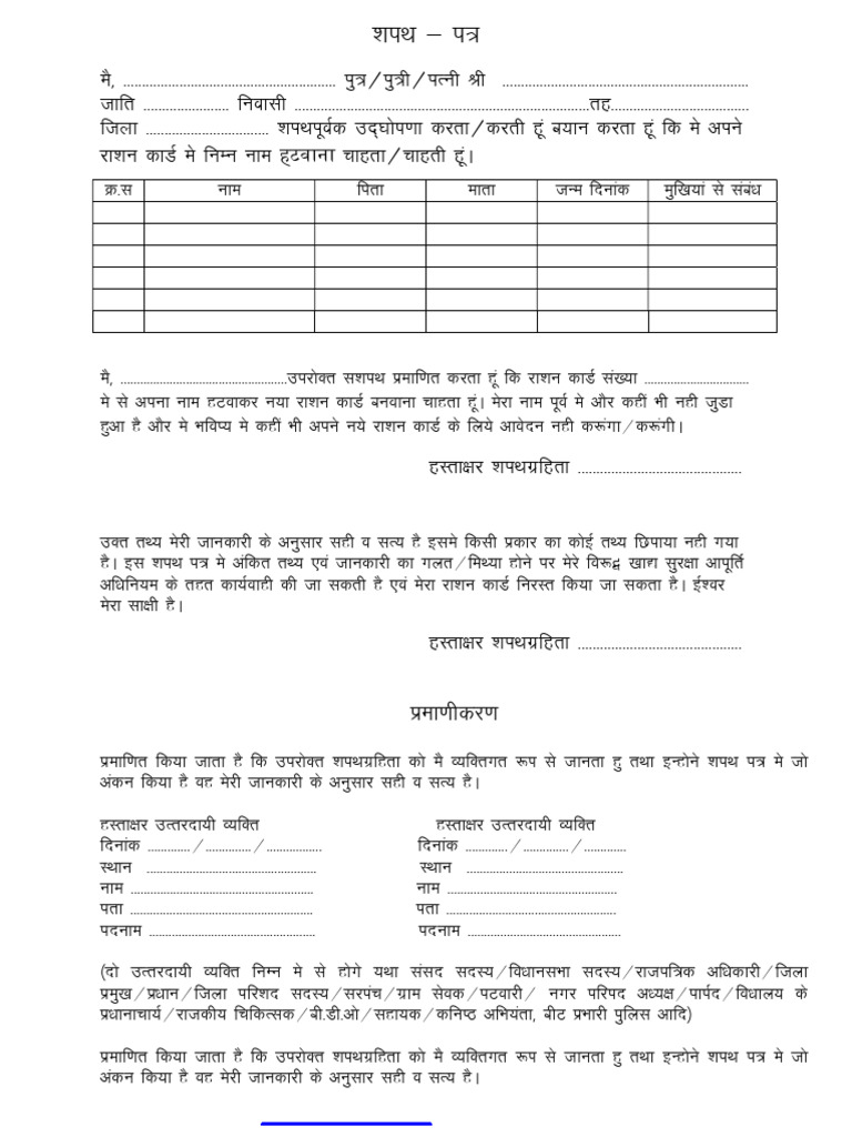 Remove Name Rasan Card Sapath Patra N | PDF